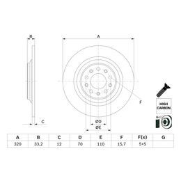Bosch Bremsscheibe 0986479g74 voll 320mm 12mm f&uuml;r JEEP
