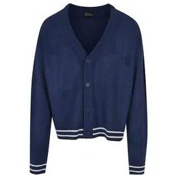 Strickjacke Urban Classics "Urban Classics Herren Sporty Boxy Cardigan", Herren, Gr. L, spaceblau, 95% Polyacryl, 5% Polyamid, unifarben, oversize, V-Ausschnitt, Strickjacken Strickjacke