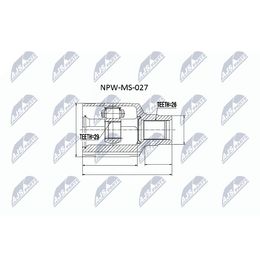NTY Gelenksatz, Antriebswelle npwms027 getriebeseitig f&uuml;r MITSUBISHI