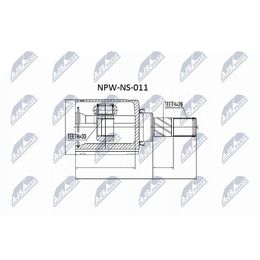 NTY Gelenksatz, Antriebswelle npwns011 getriebeseitig f&uuml;r NISSAN