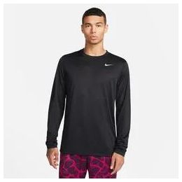 Trainingsshirt Nike "DRI-FIT LEGEND MENS LONG-SLEEVE FIT", Herren, Gr. M, schwarz (schwarz, matte silber), Obermaterial: 100% Polyester, Rundhals, Shirts, lockere Passform, Rundhalsausschnitt, f&uuml;r Fitness
