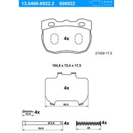 ATE Bremsbelagsatz, Scheibenbremse 13046069222 f&uuml;r LAND ROVER