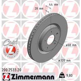 Zimmermann Bremsscheibe 200253320 Vorderachse bel&uuml;ftet 320mm 28mm f&uuml;r SAMSUNG NISSAN
