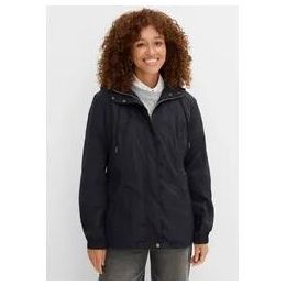 Allwetterjacke bonprix, Damen, Gr. 54, schwarz, Web, Obermaterial: 100% Polyamid, unifarben, bequem Po-bedeckend, elastischer Bund, Jacken, sportlicher Stil, leichter Parka mit Kapuze, mit seitlichen Taschen