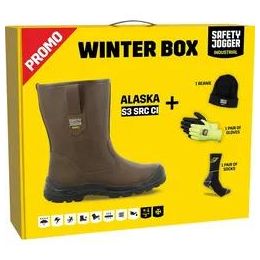 Sicherheitsschuh SAFETY JOGGER WORKS "Winterbox Alaska" Gr. 40, braun, 40, Obermaterial: 50% Rindsleder Leather cow. 50% Lammleder LEL., Schuhe