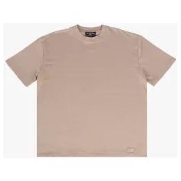 T-Shirt DROPSIZE "Dropsize HEAVY OVERSIZE METAL PATCH T-SHIRT", Damen, Gr. S, silber mink, 100% Baumwolle, bedruckt, oversize, Rundhals, Shirts T-Shirt