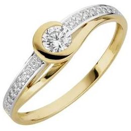 Fingerring OROLINO "333/- Gelbgold glanz synth. Zirkonia" Gr. 52, gelb, Fingerringe, Damen, 052 (16,6), Gold, Fingerring