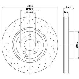 Hella Bremsscheibe 8dd355115011 Gelocht 335mm 32mm f&uuml;r Mercedes