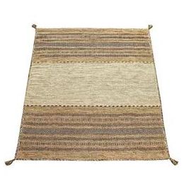 Teppich Paco Home "Kilim 217", beige, B:120cm H:12mm L:170cm, Baumwolle, Teppiche, Teppich, handgewebter Wendeteppich, reine Baumwolle, gestreift, Wohnzimmer
