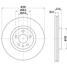 Hella Bremsscheibe 8dd355104451 281mm 26mm f&uuml;r FERRARI Peugeot