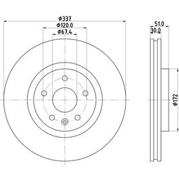 Hella Bremsscheibe 8dd355116051 337mm 30mm f&uuml;r Opel Vaughall