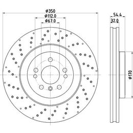Hella Bremsscheibe 8dd355122541 Gelocht 350mm 32mm f&uuml;r Mercedes