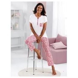 w&auml;schepur Schlafanzug W&Auml;SCHEPUR, Damen, Gr. 36/38, ecru, rot, bedruckt, 50% Baumwolle, 50% Modal, Homewear-Sets Schlafanzug