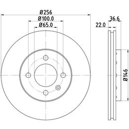 Hella Bremsscheibe 8dd355129441 256mm 22mm f&uuml;r VW