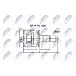 NTY Gelenksatz, Antriebswelle npwms016 Vorderachse links f&uuml;r MITSUBISHI