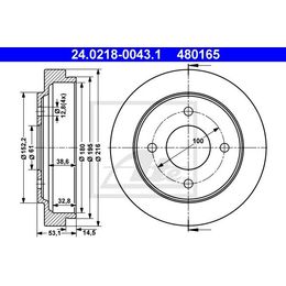 ATE Bremstrommel 142053338 f&uuml;r NISSAN