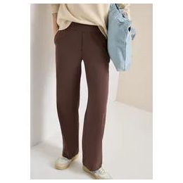 Stoffhose Cecil, Damen, Gr. M, L&auml;nge 30, braun cacao, Web, 66% Baumwolle, 30% Polyester, 4% Elasthan, unifarben, loose fit lang, Hosen Stoffhose, mit Wide Legs