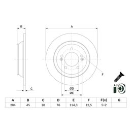 Bosch Bremsscheibe 0986479g28 voll 284mm 10mm f&uuml;r KIA