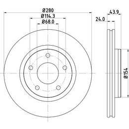 Hella Bremsscheibe 8dd355117321 280mm 24mm f&uuml;r NISSAN INFINITI (DFAC)