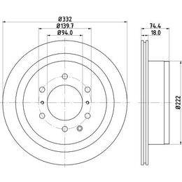 Hella Bremsscheibe 8dd355119091 332mm 18mm f&uuml;r MITSUBISHI