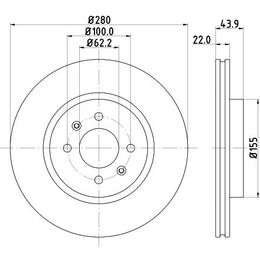 Hella Bremsscheibe 8dd355118251 280mm 22mm f&uuml;r KIA