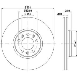 Hella Bremsscheibe 8dd355113671 304mm 28mm f&uuml;r Peugeot Fiat Citro&euml;n FERRARI TOYOTA