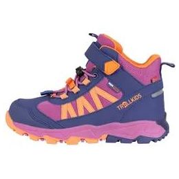 Wanderschuh Trollkids "KIDS TRONFJELL HIKER MID", Kinder, Gr. 34, violet blau, mallow pink, papaya, Synthetik, Schuhe Wanderschuh, wasserdicht