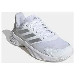 Tennisschuh Adidas PERFORMANCE "COURTJAM CONTROL 3 CLAY", Damen, Gr. 40,5, cloud wei&szlig;, silber metallic, grau one, Synthetik, Textil, Schuhe, f&uuml;r Sandpl&auml;tze, Clay