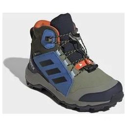 Wanderschuh Adidas TERREX "TERREX MID GORE-TEX", Kinder, Gr. 38, tengrn, cschwarz, rayblu, Synthetik, Textil, Schuhe Wanderschuh, wasserdicht dank Gore-Tex Membrane