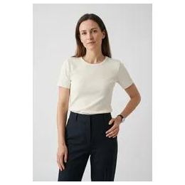 Marc O'Polo T-Shirt MARC O'POLO DENIM, Damen, Gr. L, creamy wei&szlig;, Rippware, Obermaterial: 96% Baumwolle, 4% Elasthan, slim fit, Rundhals, Shirts T-Shirt, slim fit aus weichem Rippjersey