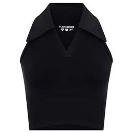 Poloshirt Plein Sport "Polo Neck Cropped Top PS", Damen, Gr. XS, 02, schwarz, Obermaterial: 87% Nylon, 13% Elasthan, Shirts