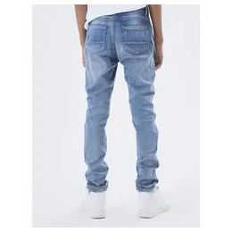 Schlupfjeans name it "NKMROBIN DNMTHAYER SWE", Jungen, Gr. 152, N-Gr, blau (light, blau, denim), Denim/Jeans, Obermaterial: 70% Baumwolle, 27% Polyester, 3% Elasthan, Abriebeffekte, Basic normal, Jeans Schlupfjeans, l&auml;ssig geschnitten, Denim, Abriebeffekte, angesetztes B&uuml;ndchen