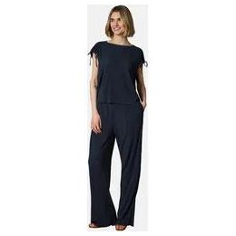Blusenshirt Ragwear "Verllen Set YOUMODO", Damen, Gr. S (36), navy, Material: 65% Polyester, 35% Viskose, Basic, weit lang, Rundhals, weit Rollsaum, Shirts Blusenshirt, Set aus langer Hose und T-Shirt