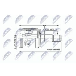 NTY Gelenksatz, Antriebswelle npwms042 radseitig f&uuml;r MITSUBISHI HYUNDAI