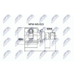 NTY Gelenksatz, Antriebswelle npwms015 getriebeseitig f&uuml;r MITSUBISHI
