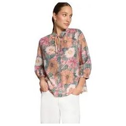 Schlupfbluse Zero "Damen mit Blumenprint", Damen, Gr. 34, ros&eacute;, gr&uuml;n, Obermaterial: 67% Lyocell, 33% Polyamid, figurbetont normal, V-Ausschnitt, Blusen Schlupfbluse
