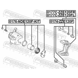 FEBEST Bremssattelhaltersatz 0177czze120fl Vorderachse links f&uuml;r TOYOTA