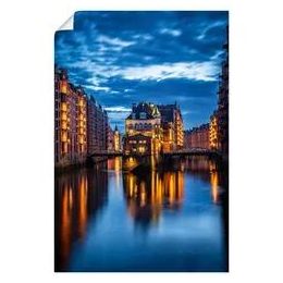 Wandbild Artland "Wasserschloss Speicherstadt in Hamburg", farbe bild(er): blau, B:60cm H:90cm, Papier, Bilder, als Alubild, Leinwandbild, Poster, Wandaufkleber in verschied. Gr&ouml;&szlig;en