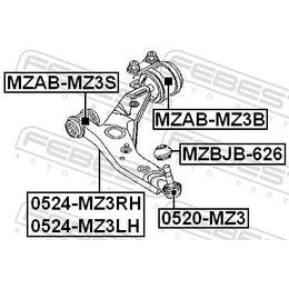 FEBEST Lagerung, Lenker mzabmz3b Vorderachse unten f&uuml;r Ford Volvo MAZDA NISSAN