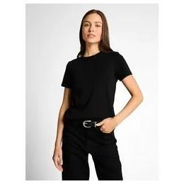T-Shirt Tom Tailor, Damen, Gr. S, deep schwarz, Single Jersey, Obermaterial: 100% Baumwolle, unifarben, regular fit normal, Rundhals, gerader Abschluss, Shirts T-Shirt