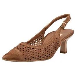 Slingpumps Paul Green "Paul Green Pumps Leder", Damen, Gr. 41, nut, Leder, Schuhe Slingpumps