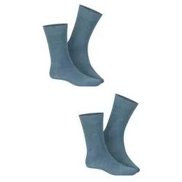 Socken Hudson "Socke Only 2-Pack", Damen, Gr. 39-42, blau (jeans, meliert 0667), Obermaterial: 75% Baumwolle CO. 23% Polyamid PA. 2% Elasthan EL., Socken Socken