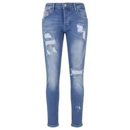 Bequeme Jeans 2Y Premium "2Y Premium Herren 2Y Destroyed Cropped Skinny Denim", Herren, Gr. 30, Normalgr&ouml;&szlig;en, blau, 97% Baumwolle, 3% Elasthan, unifarben, Jeans