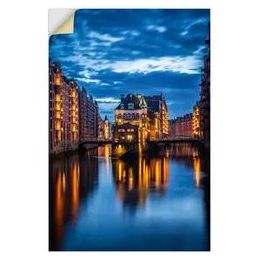 Wandbild Artland "Wasserschloss Speicherstadt in Hamburg", farbe bild(er): blau, B:80cm H:120cm, Bilder, als Alubild, Leinwandbild, Poster, Wandaufkleber in verschied. Gr&ouml;&szlig;en