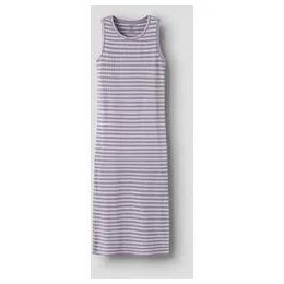 Maxikleid name it "NKFSURAJA XSL SL MAXI DRESS NOOS", M&auml;dchen, Gr. 146, N-Gr, lavender fog stripes:with lavender gray, Jersey, Obermaterial: 95% Baumwolle, 5% Elasthan, gestreift, slim fit wadenlang, Rundhals, Kleider Maxikleid, Baumwollmischung, mit Stretch, Jersey, Seitenschlitze