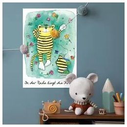 Wanddekoobjekt LUCKYLINDE "Der kleine Tiger - In der Ruhe...", bunt, B:20cm H:30cm T:0,3cm, Blech, Wanddekoobjekte, Exklusive JANOSCH Kindermotive, Stahlschild