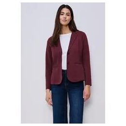 Sweatblazer Street One, Damen, Gr. 44, truffle rot, Jersey, 93% Baumwolle, 7% Elasthan, unifarben, normal normal, V-Ausschnitt, abgesteppt, Blazer, im soften Baumwoll-Mix