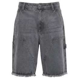 Shorts Urban Classics "Urban Classics Open Edge Two Knee Denim Shorts", Herren, Gr. 32, Normalgr&ouml;&szlig;en, new grau washed, 100% Baumwolle, unifarben, loose fit, Hosen Shorts