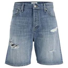 Jack & Jones Shorts JACK & JONES, Herren, Gr. M, N-Gr, blau denim, Denim/Jeans, Obermaterial: 100% Baumwolle, Abriebeffekte, relaxed fit, Hosen Shorts