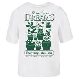 T-Shirt MISS TEE "Miss Tee Grow Your Dreams And Plants Tee", Damen, Gr. 4XL, wei&szlig;, 100% Baumwolle, bedruckt, oversize, Rundhals, Shirts T-Shirt